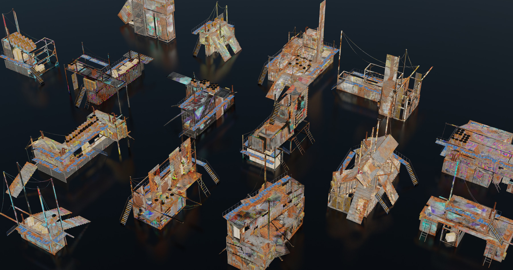 ArtStation - Post-Apocalyptic Kitbash, Shipping Container Themed, 60 ...