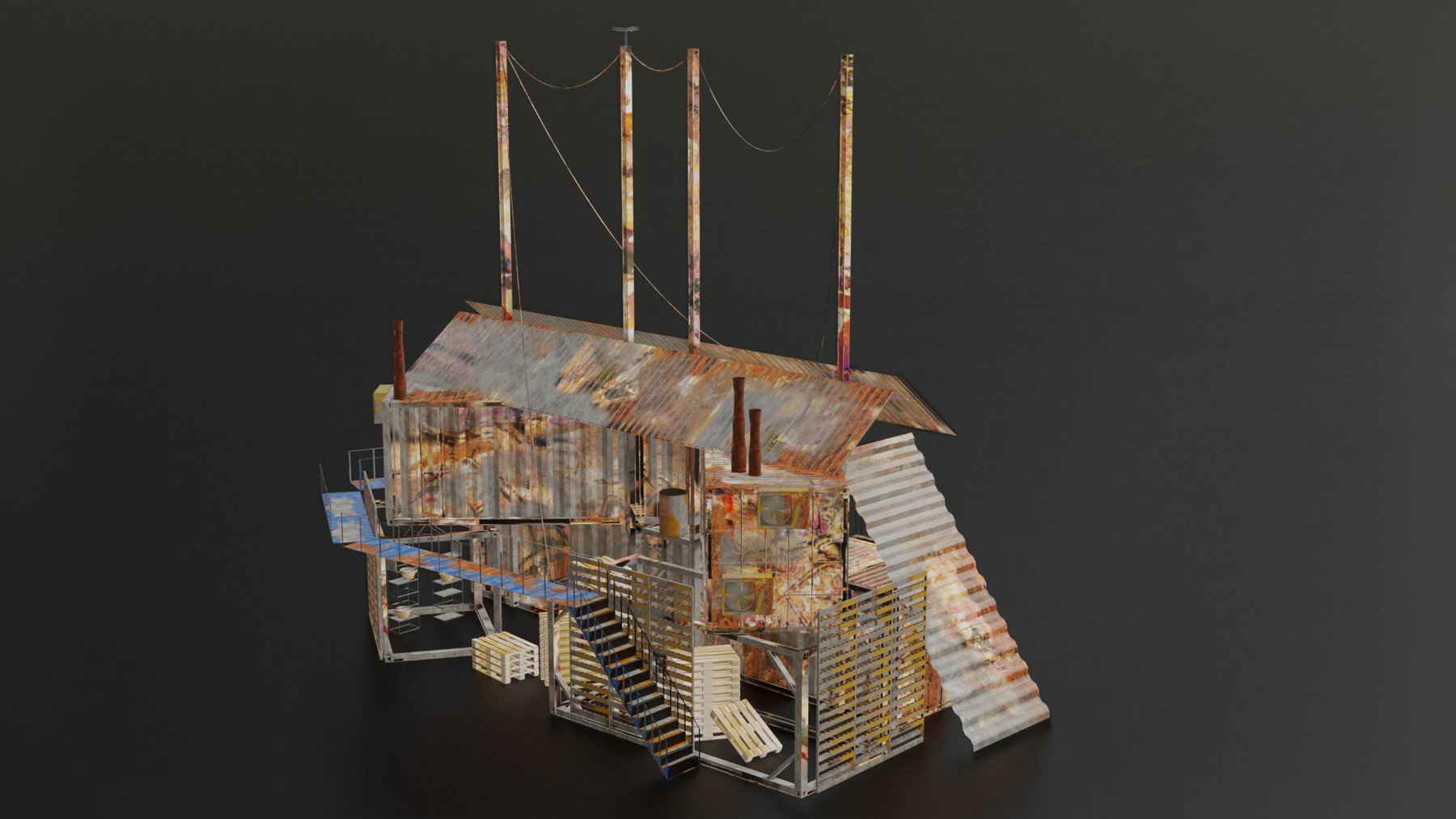 ArtStation - Post-Apocalyptic Kitbash, Shipping Container Themed, 60 ...