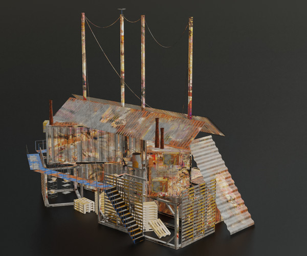 ArtStation - Post-Apocalyptic Kitbash, Shipping Container Themed, 60 ...
