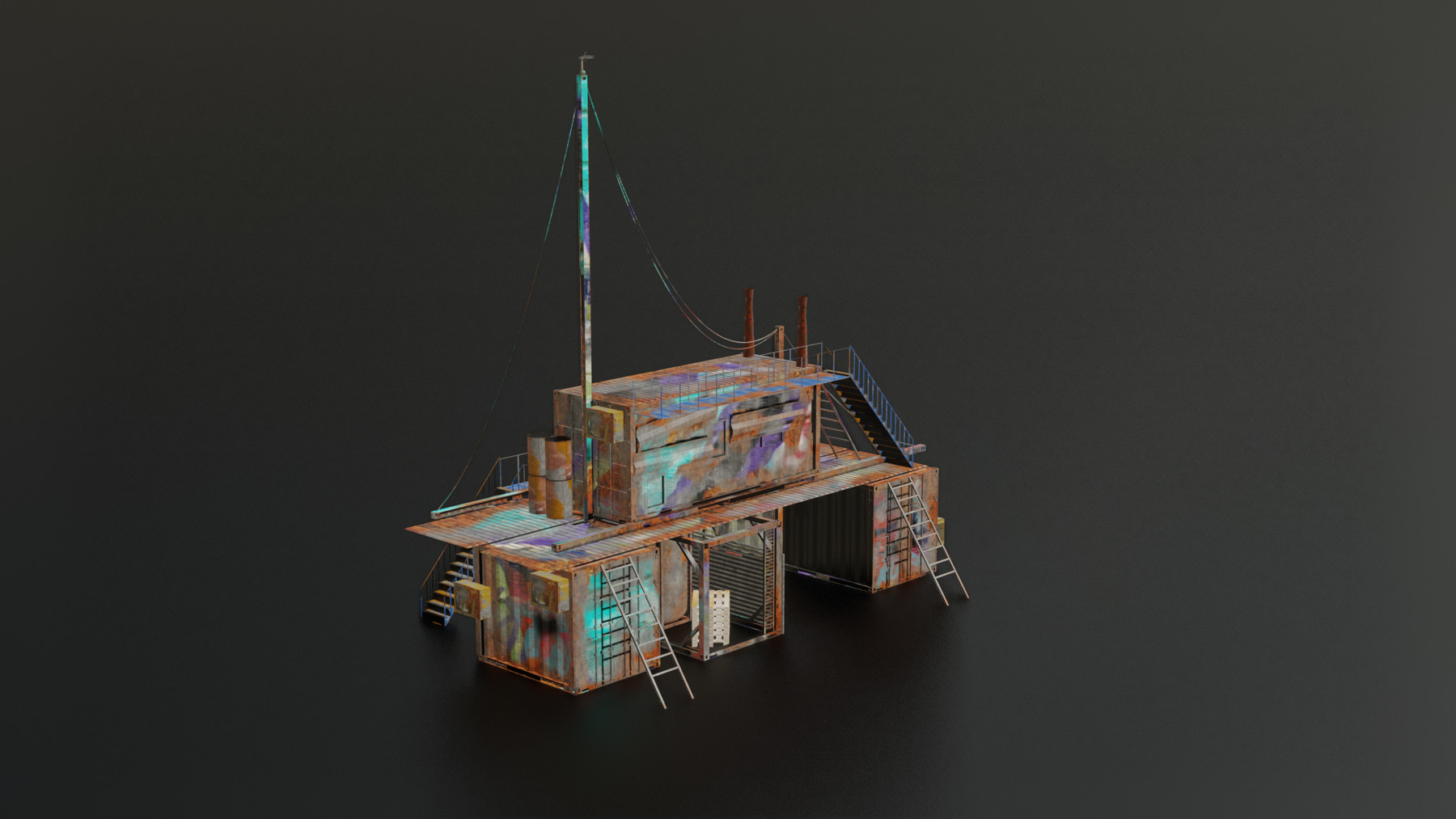 ArtStation - Post-Apocalyptic Kitbash, Shipping Container Themed, 60 ...