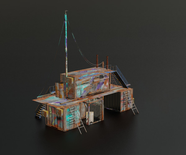 ArtStation - Post-Apocalyptic Kitbash, Shipping Container Themed, 60 ...