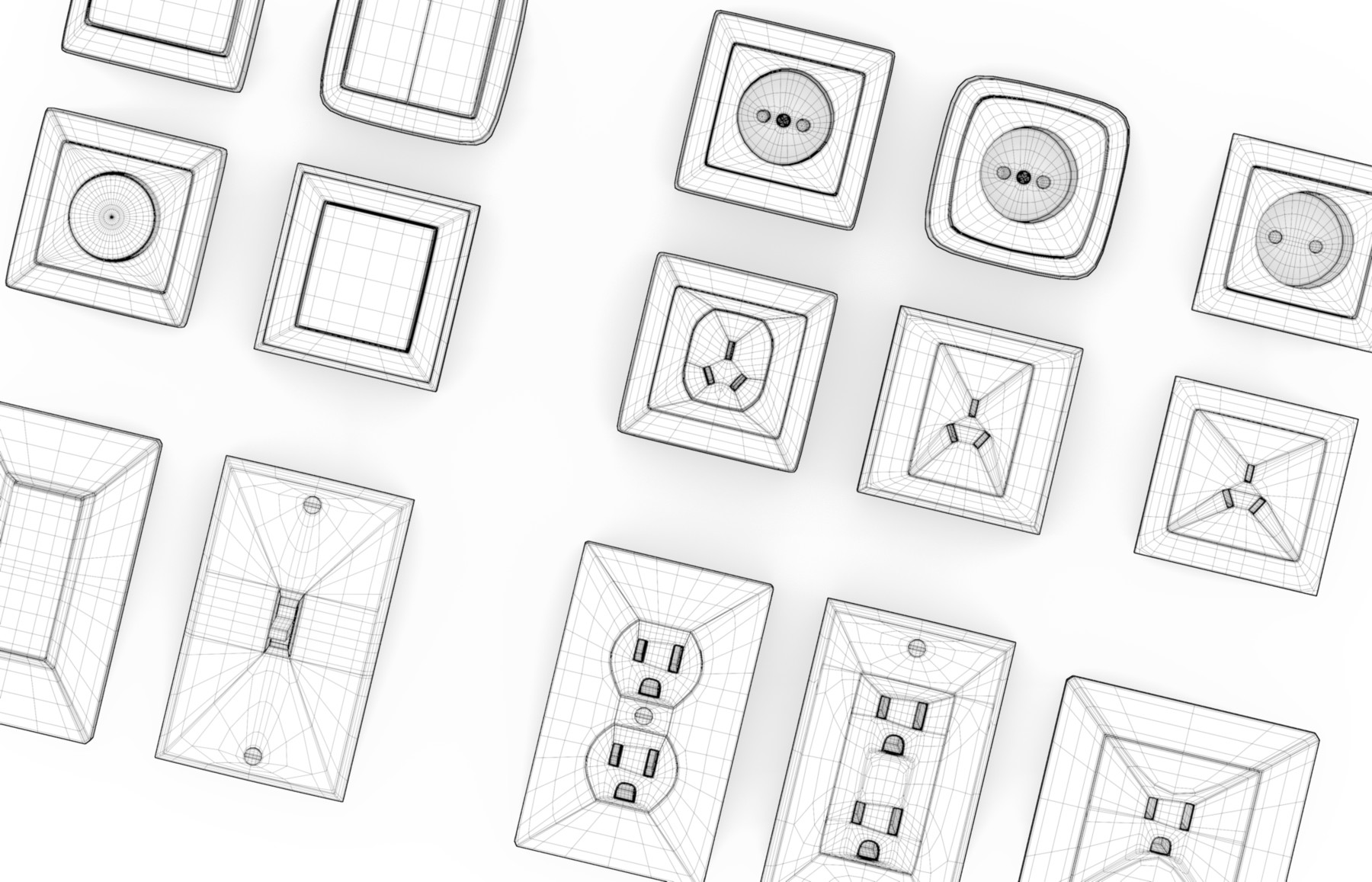 ArtStation - Power outlets and Lights Switches Pack Low-poly 3D Set ...