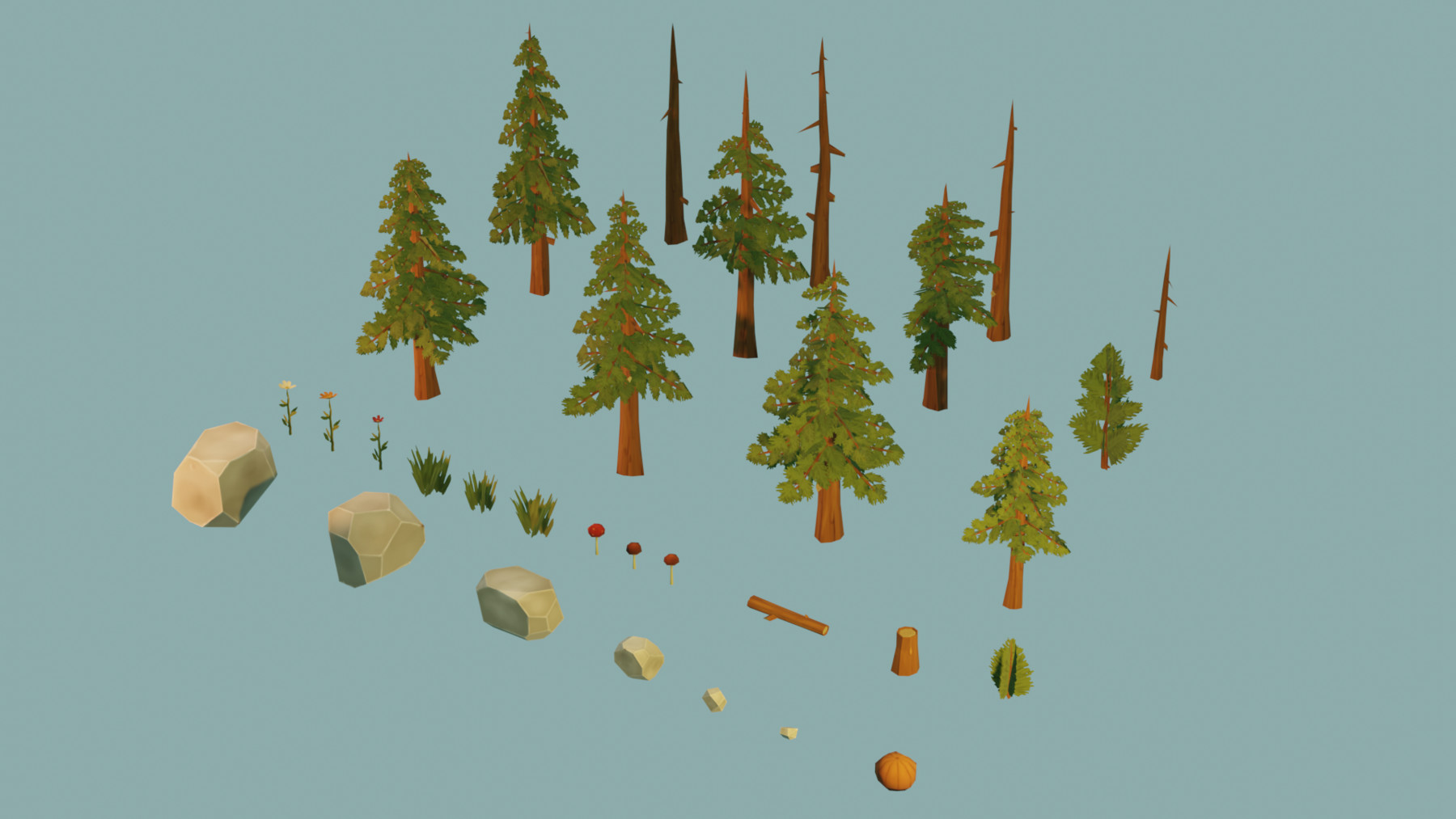 ArtStation - Seasonal Foliage and Rock Pack | Game Assets