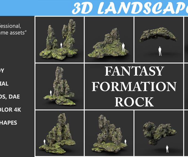 ArtStation - Low poly Fantasy Formation Rock Pack A 200213 | Game Assets