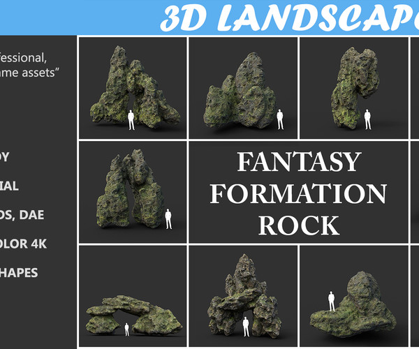 ArtStation - Low poly Fantasy Formation Rock Pack B 200213 | Game Assets