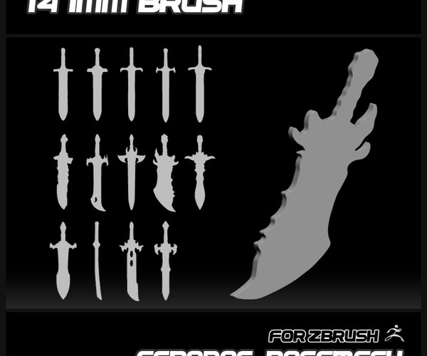 ArtStation - 14 IMM BRUSH SWORDS BASEMESH | Brushes