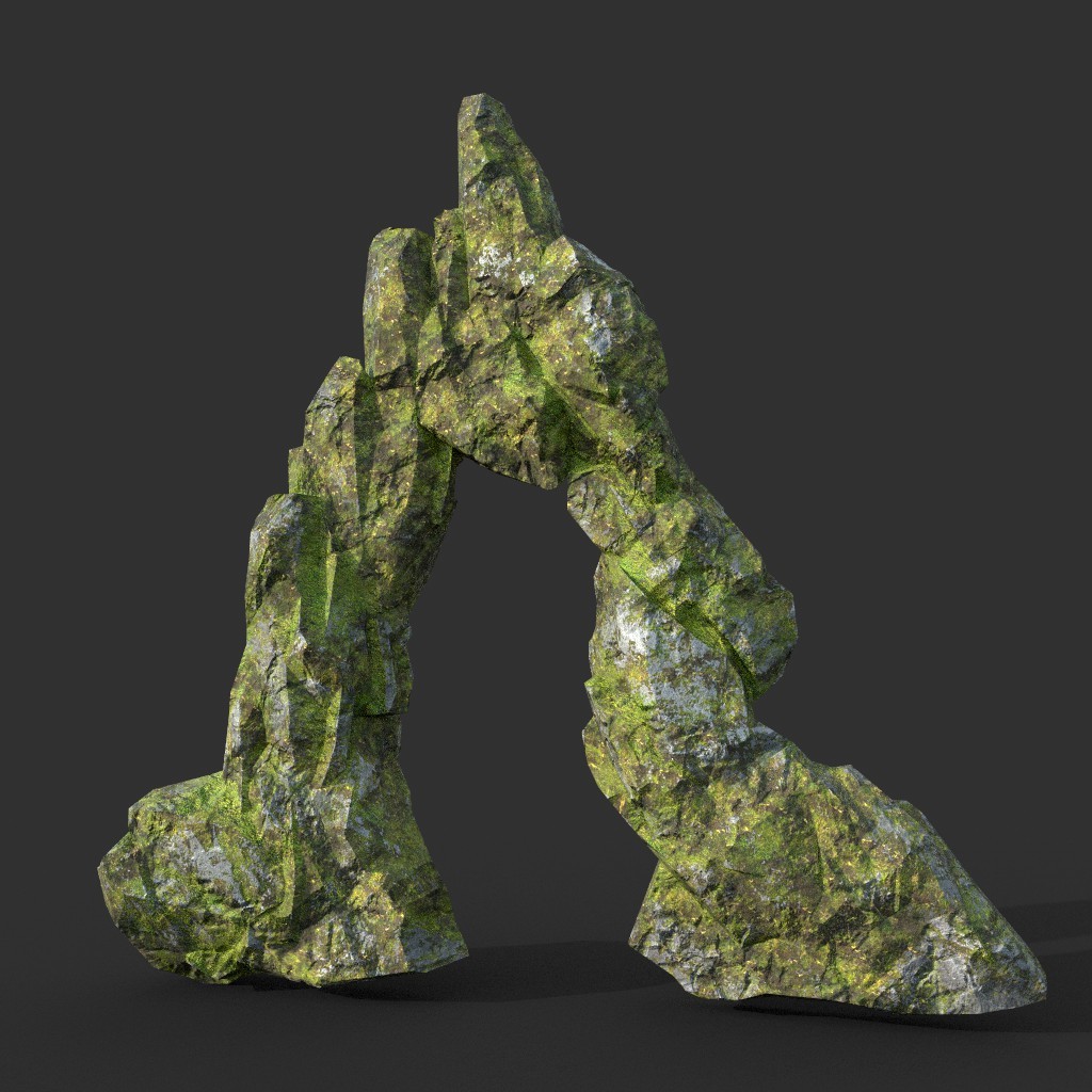 ArtStation - Low poly Mossy Rock Formation Pack 191221 | Game Assets