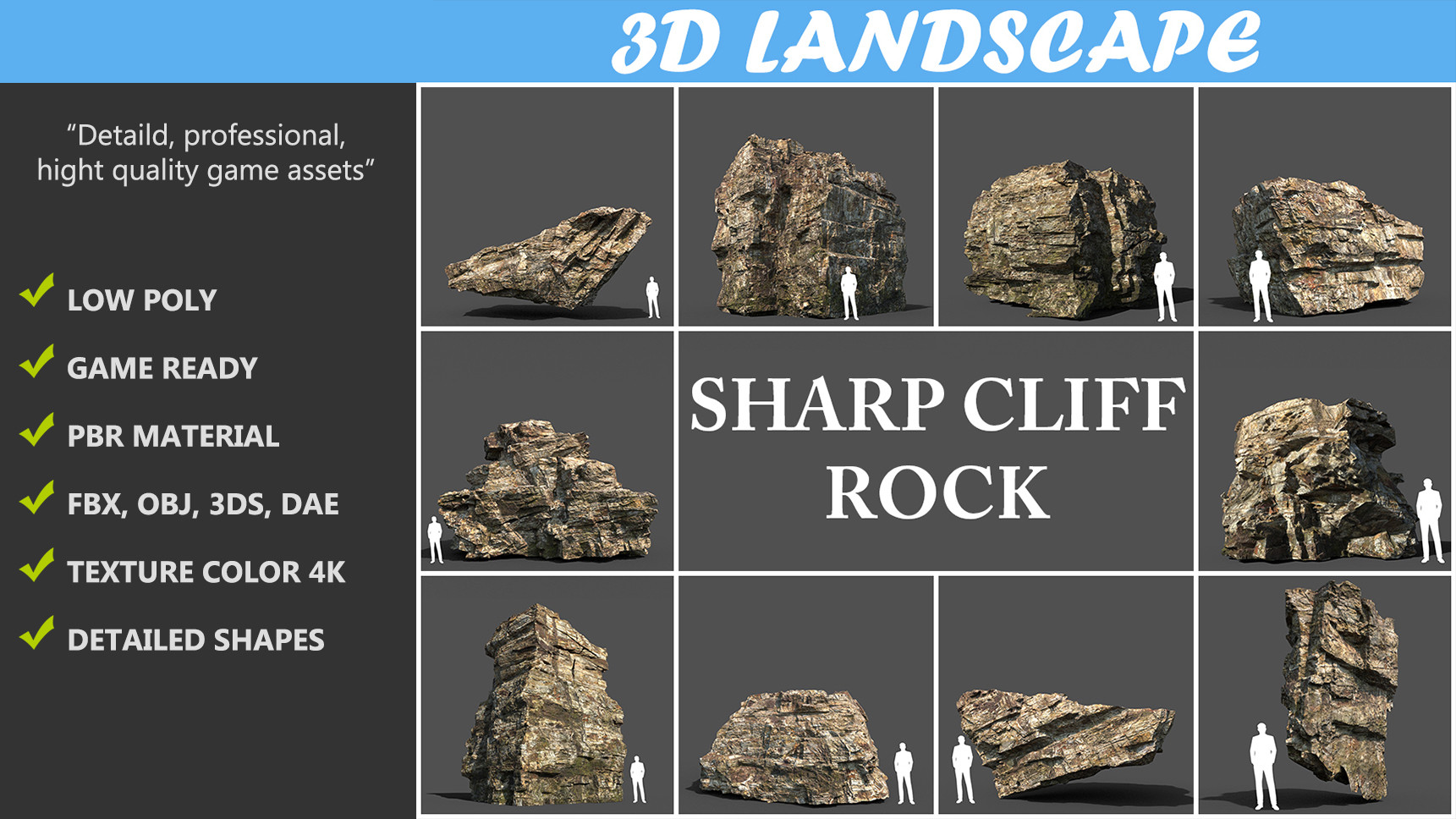 ArtStation - Low poly Rock Cliff Pack 191223 | Game Assets