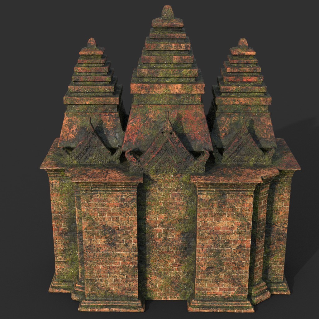 ArtStation - Low poly Mossy Brick Ruin Asia Temple Pack 190815 | Game ...