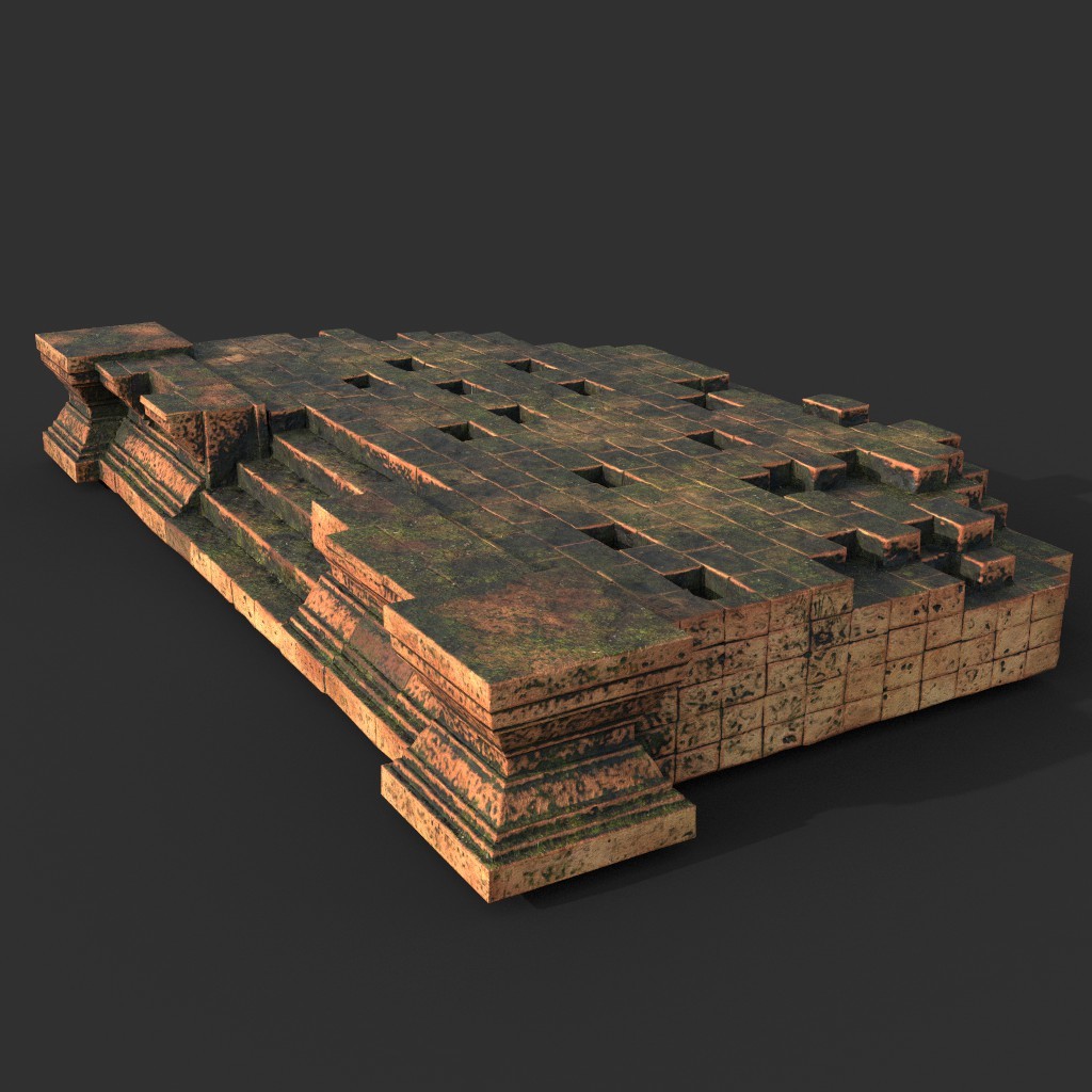 ArtStation - Low poly Mossy Brick Ruin Asia Temple Pack 190815 | Game ...