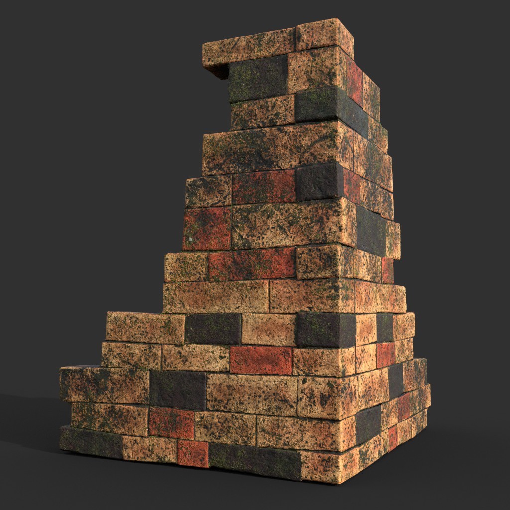 ArtStation - Low poly Mossy Brick Ruin Asia Temple Pack 190815 | Game ...
