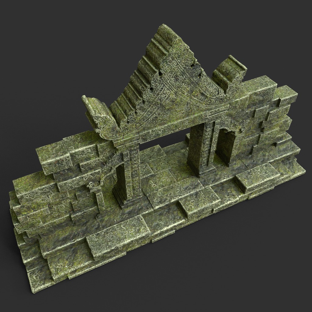 ArtStation - Low poly Mossy Ruin Asia Temple Pack 190815 | Game Assets