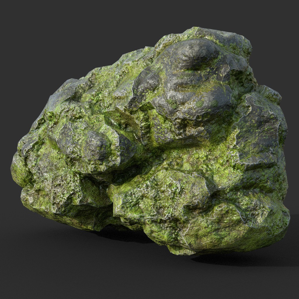 ArtStation - Low poly Damaged Jungle Mossy Rock Pack B 190425 | Game Assets