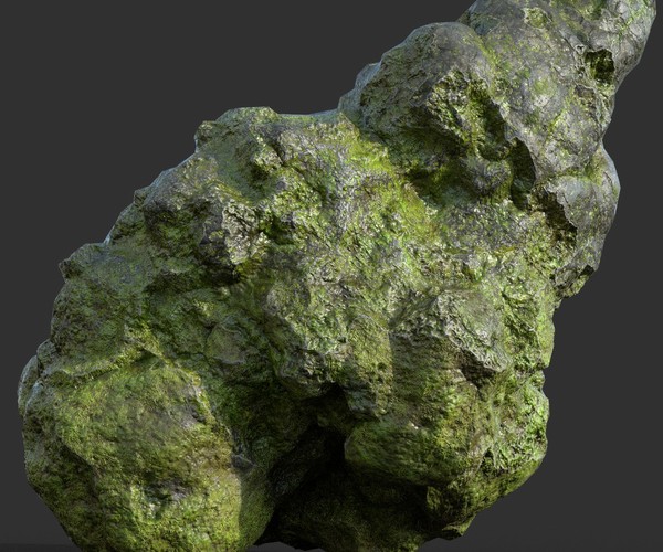 ArtStation - Low poly Damaged Jungle Mossy Rock Pack B 190425 | Game Assets