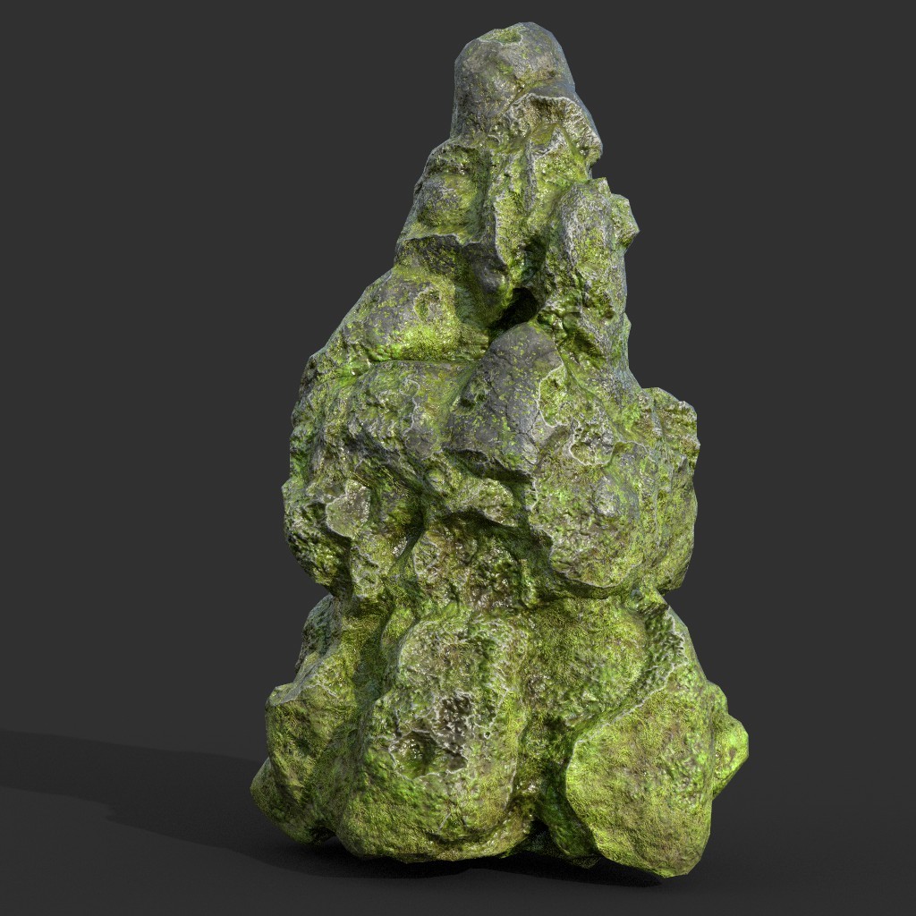 ArtStation - Low poly Damaged Jungle Mossy Rock Pack B 190425 | Game Assets