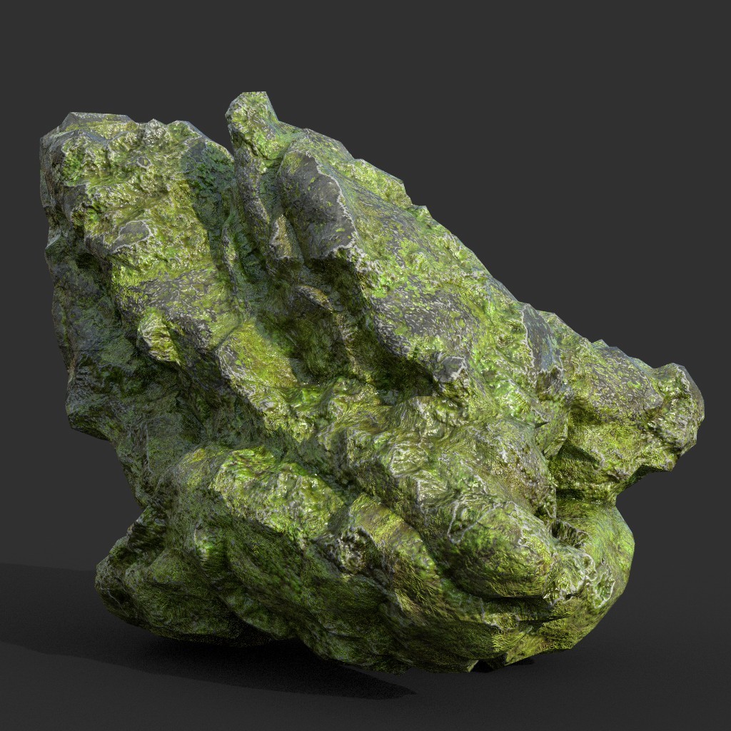 ArtStation - Low poly Damaged Jungle Mossy Rock Pack B 190425 | Game Assets
