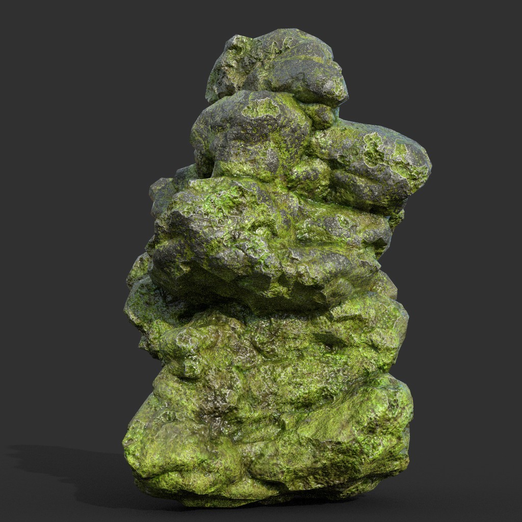 ArtStation - Low poly Damaged Jungle Mossy Rock Pack B 190425 | Game Assets