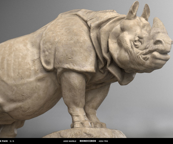 ArtStation - Rhino Rhinoceros Statue - 3D PBR model Low-poly | Game Assets