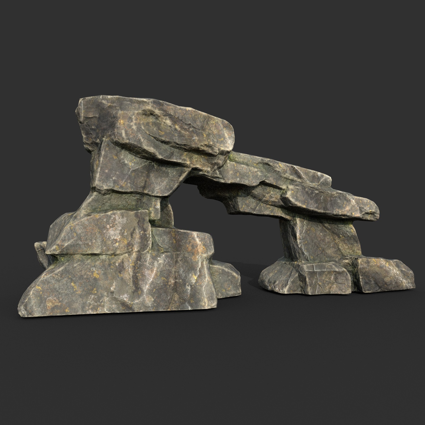 ArtStation - Low poly Big Rock Formation 200928 - Mossy | Game Assets
