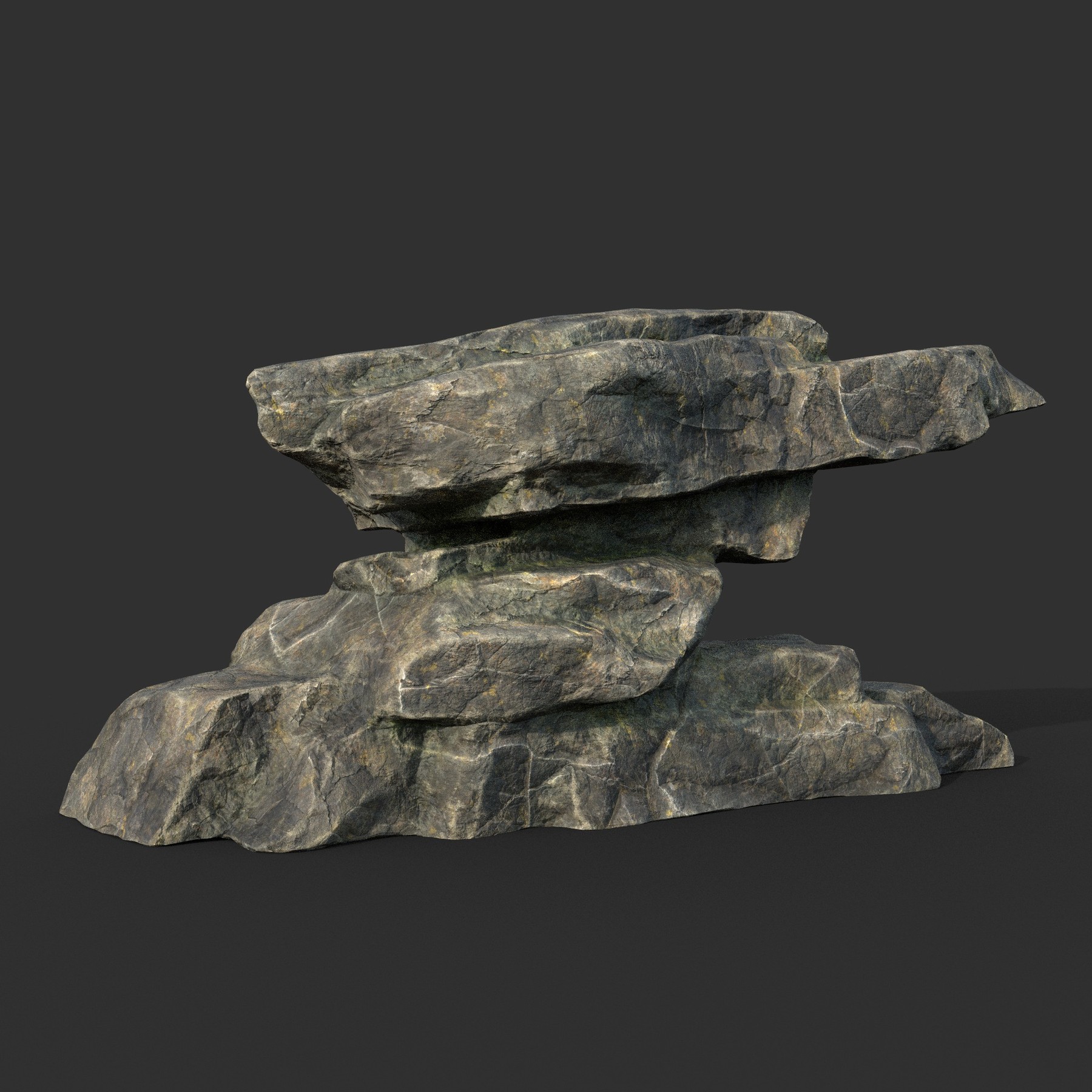 ArtStation - Low poly Big Rock Formation 200928 - Mossy | Game Assets