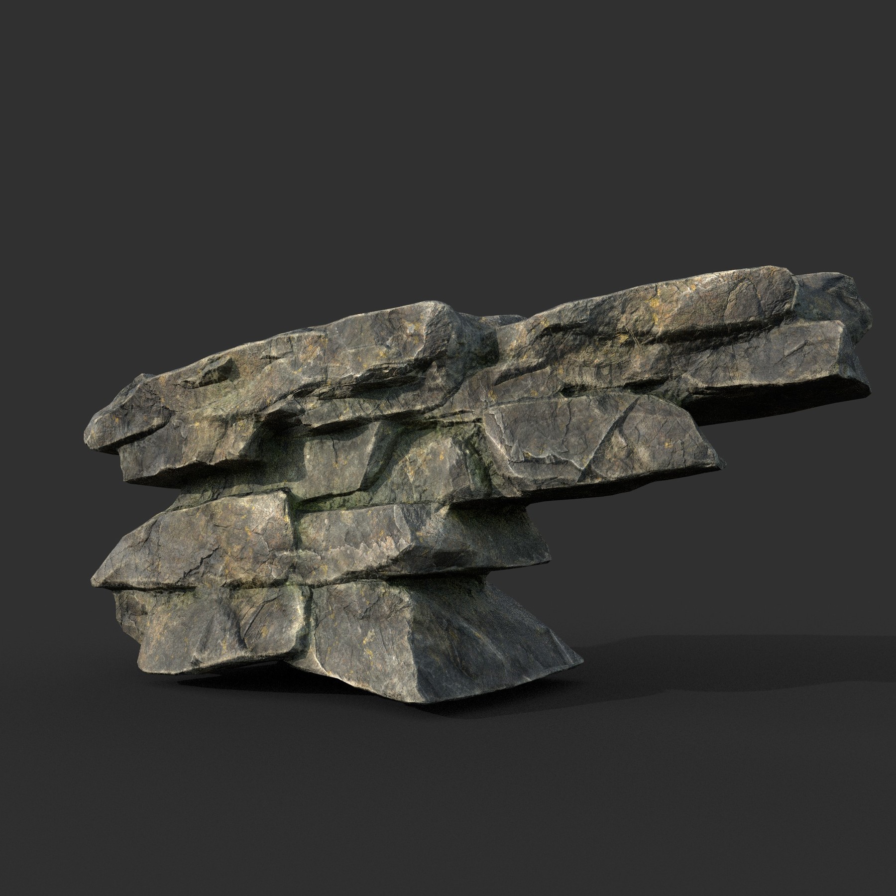 ArtStation - Low poly Big Rock Formation 200928 - Mossy | Game Assets