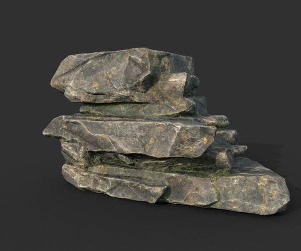 ArtStation - Low poly Big Rock Formation 200928 - Mossy | Game Assets