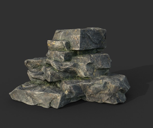 ArtStation - Low poly Big Rock Formation 200928 - Mossy | Game Assets