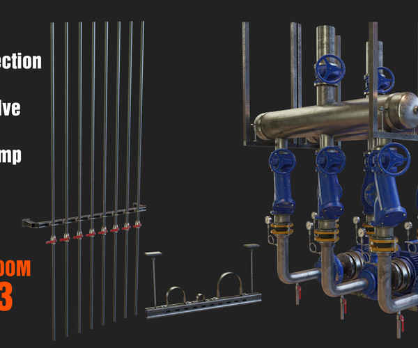 ArtStation - Pump Collection and Drain Valve and Pipe Clamp | Resources