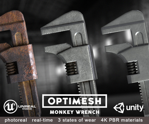 ArtStation - Monkey wrench - 3D PBR model Low-poly | Resources