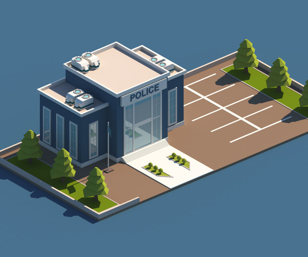 ArtStation - Cartoon Low Poly Administrative Building Package | Game Assets