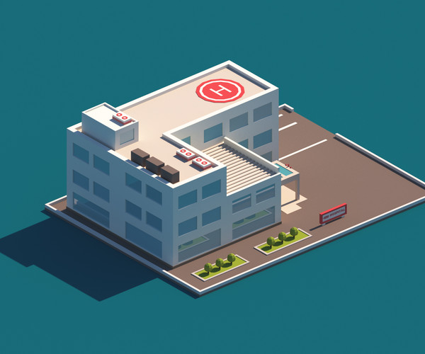 ArtStation - Cartoon Low Poly Administrative Building Package | Game Assets