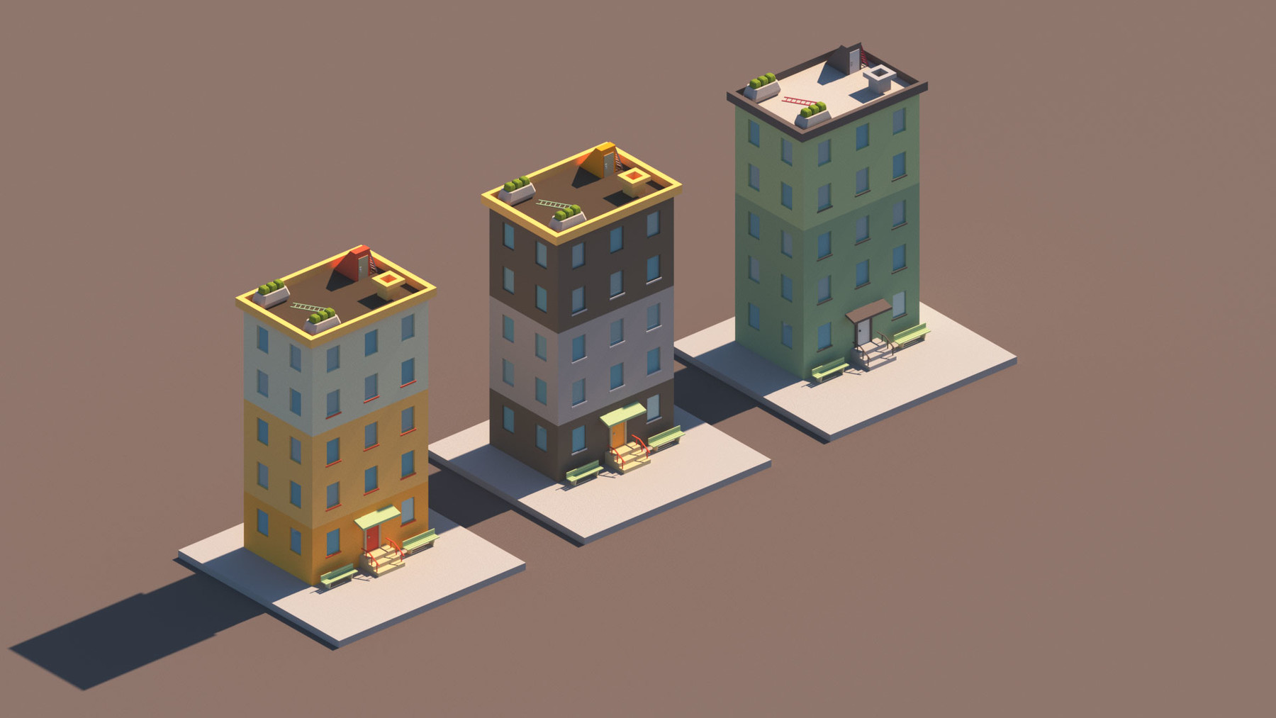 ArtStation - Cartoon Apartment Buildings Package | Game Assets