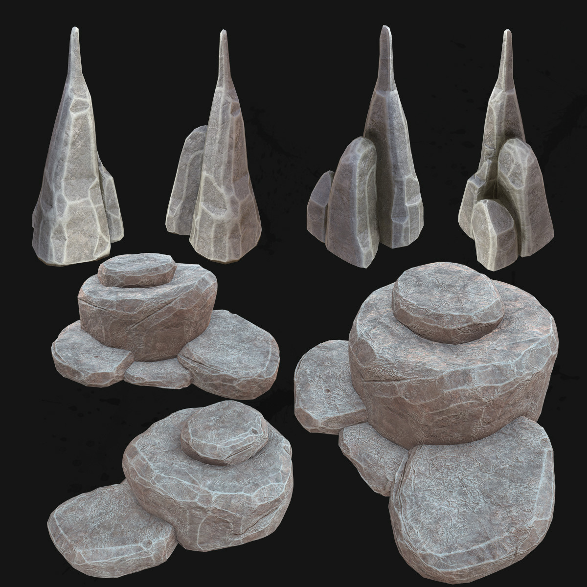 ArtStation - Stylized Stone-Rock Asset Low-poly 3D model - PACK-01 ...