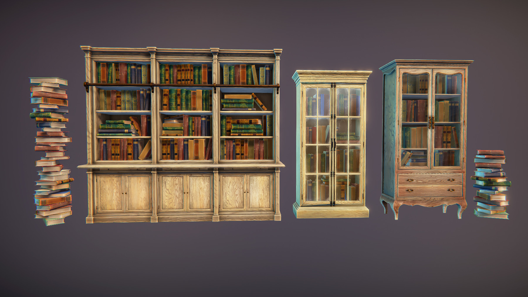 ArtStation - Bookcases and books | Game Assets