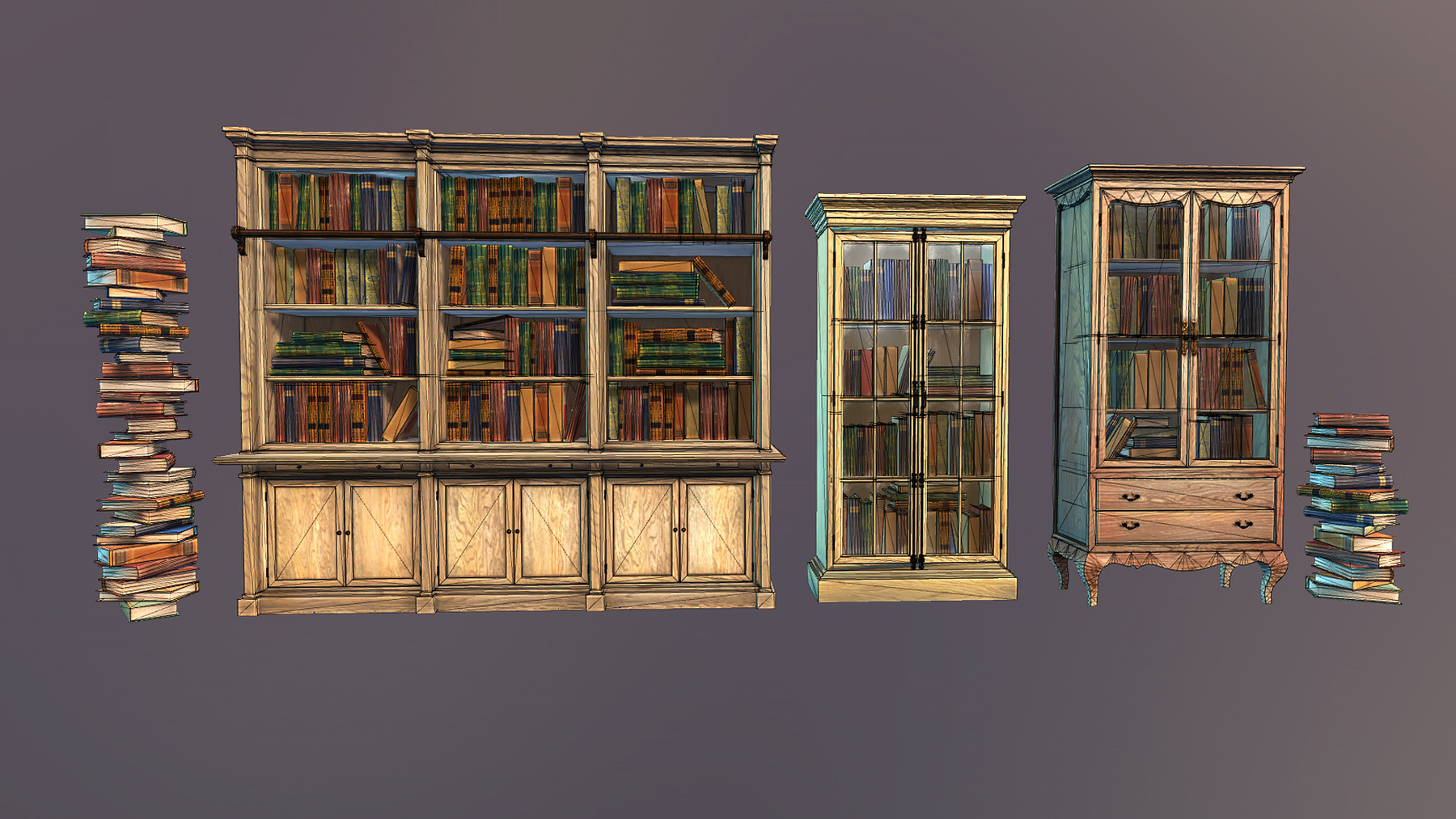 ArtStation - Bookcases and books | Game Assets