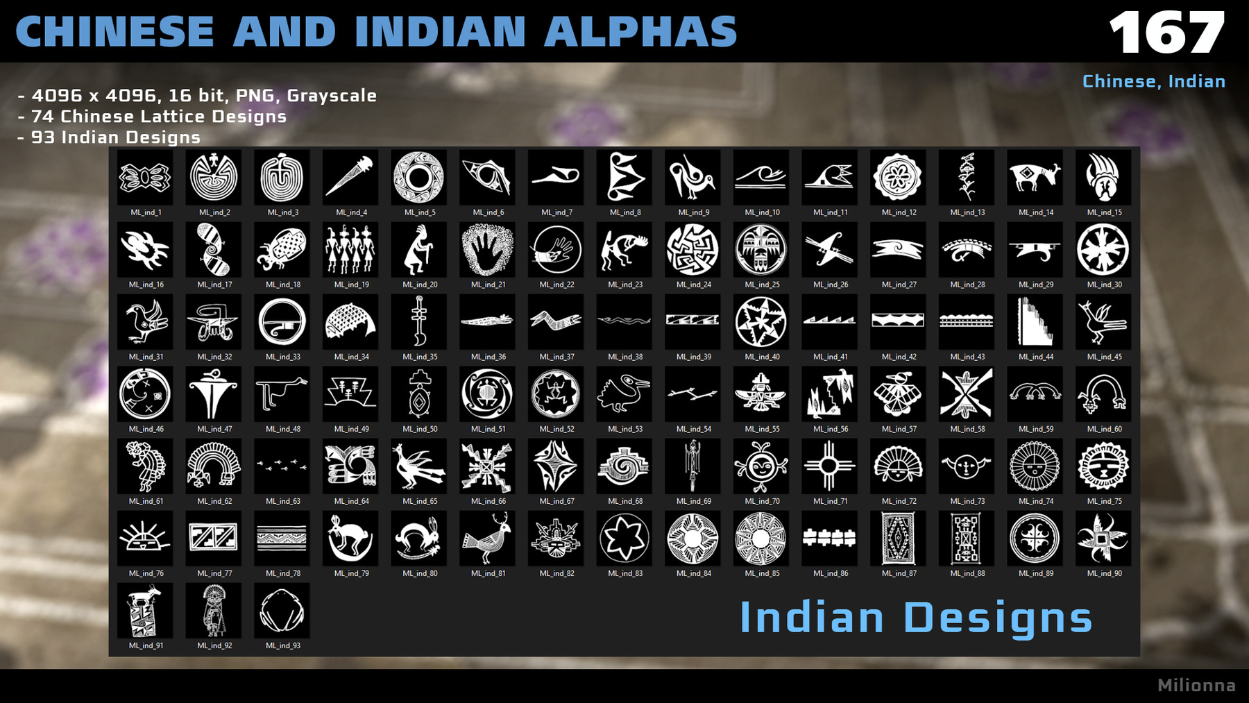 ArtStation - 160+ Chinese and Indian ALPHAS (Substance, PNG) | Brushes