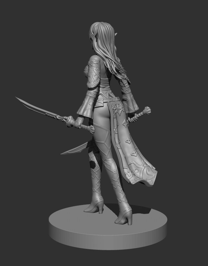 ArtStation - Dark Female Elf Bladedancer 3D print Ready | Resources