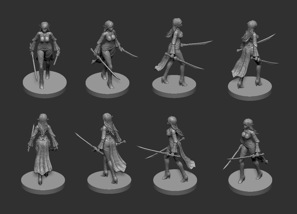 ArtStation - Dark Female Elf Bladedancer 3D print Ready | Resources