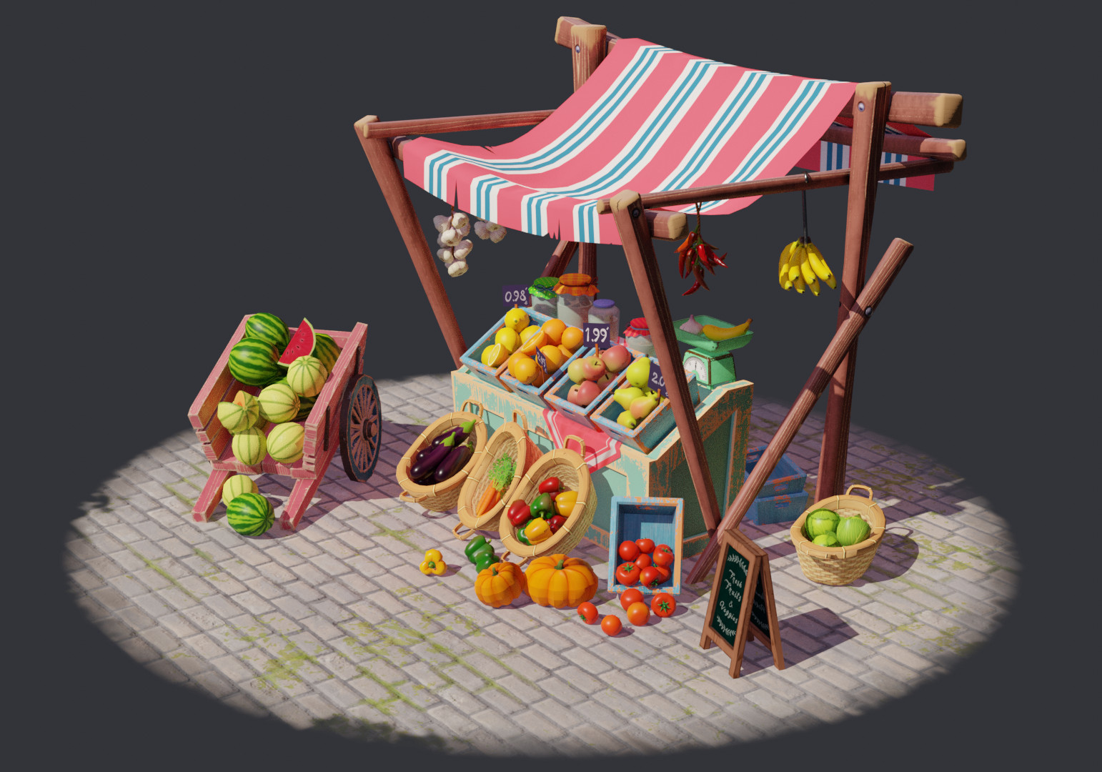 ArtStation - Farmer's Fruit Stall | Game Assets