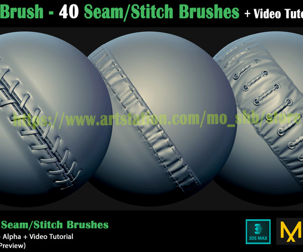 ArtStation - ZBrush - 40 Seam/Stitch Brushes + Video Tutorial | Artworks
