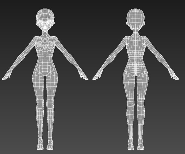 ArtStation - BLI_D Anime body model +Gray Texture MAP +@ Handpainted ...