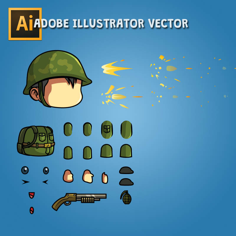 ArtStation - Tiny Chinese Soldier 2D Character Sprite | Game Assets