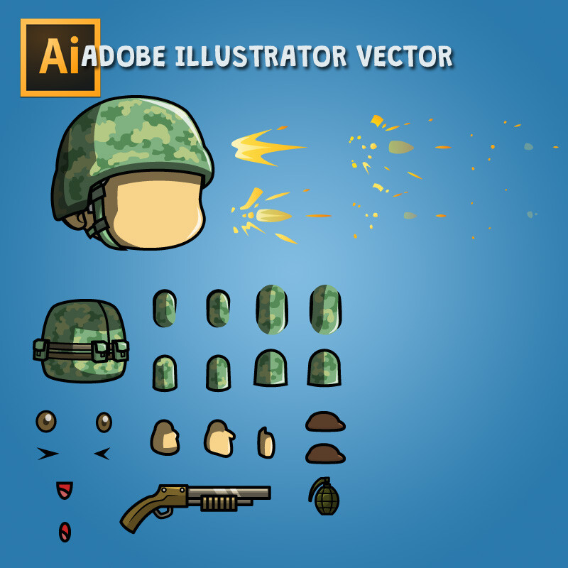 TokeGameArt - Tiny U.S Soldier 2D Character Sprite
