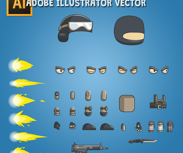 ArtStation - Mike The Counter Terrorist 2D Character Sprite | Game Assets