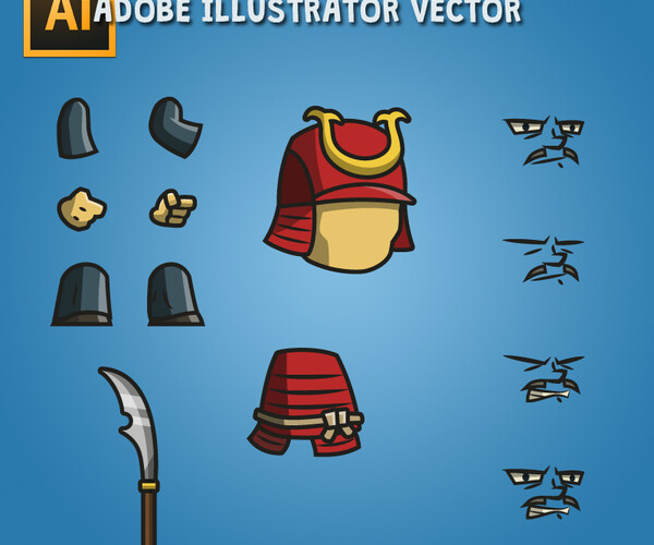 ArtStation - Tiny Armored Samurai 2D Character Sprite | Game Assets