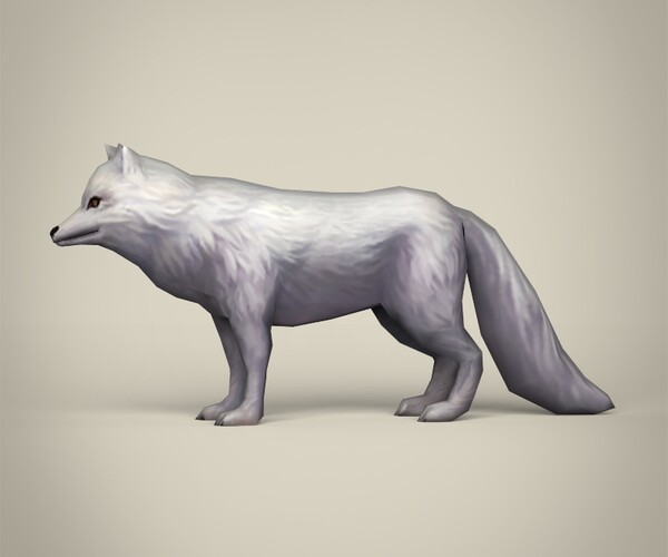 Artstation Game Ready Low Poly White Fox Game Assets