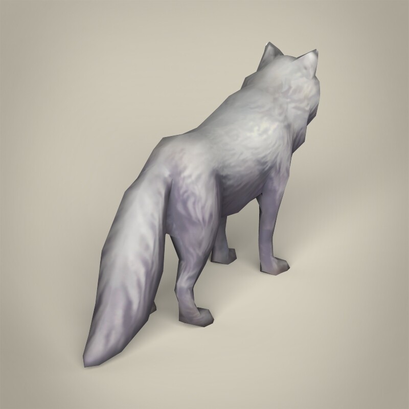 Artstation Game Ready Low Poly White Fox Game Assets