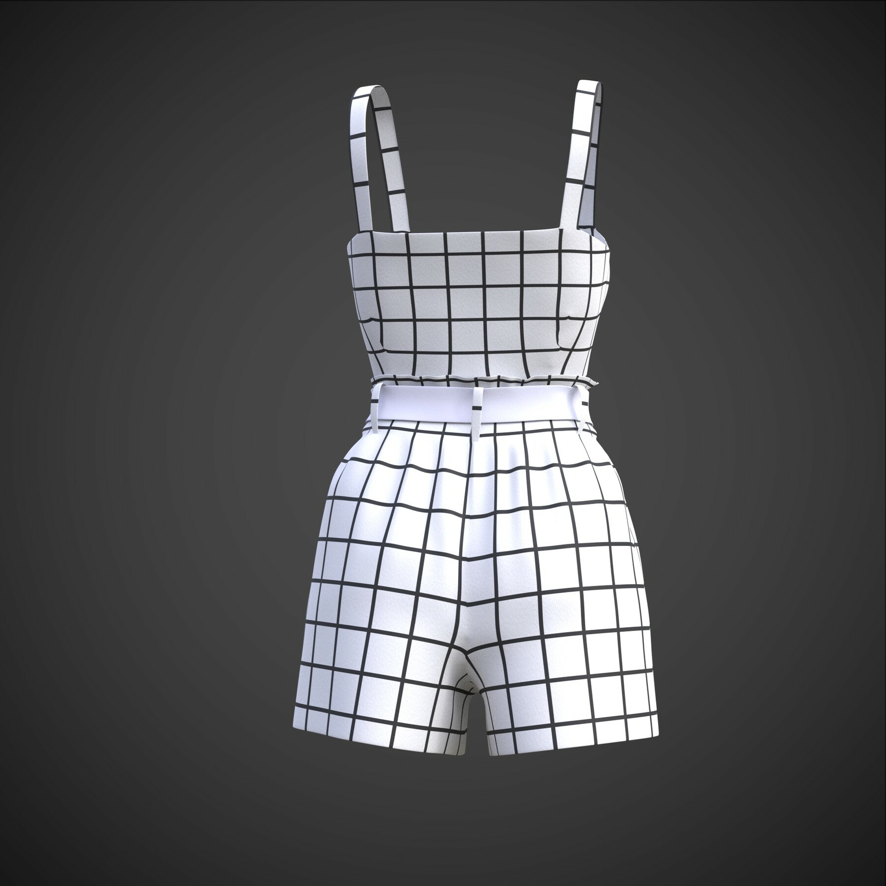 ArtStation - checkered two piece outfit- Plaid Cami Top And Belted ...