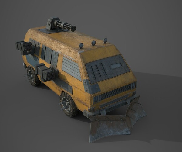 ArtStation - Post Apocalyptic Monster VW Bus Low-poly 3D model | Game ...