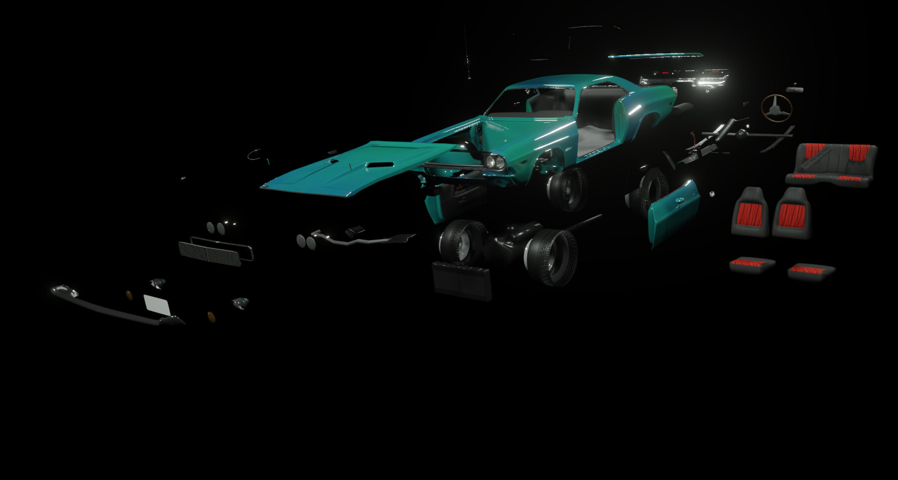 ArtStation - Modular Muscle Car (OBJ / Blend) | Game Assets